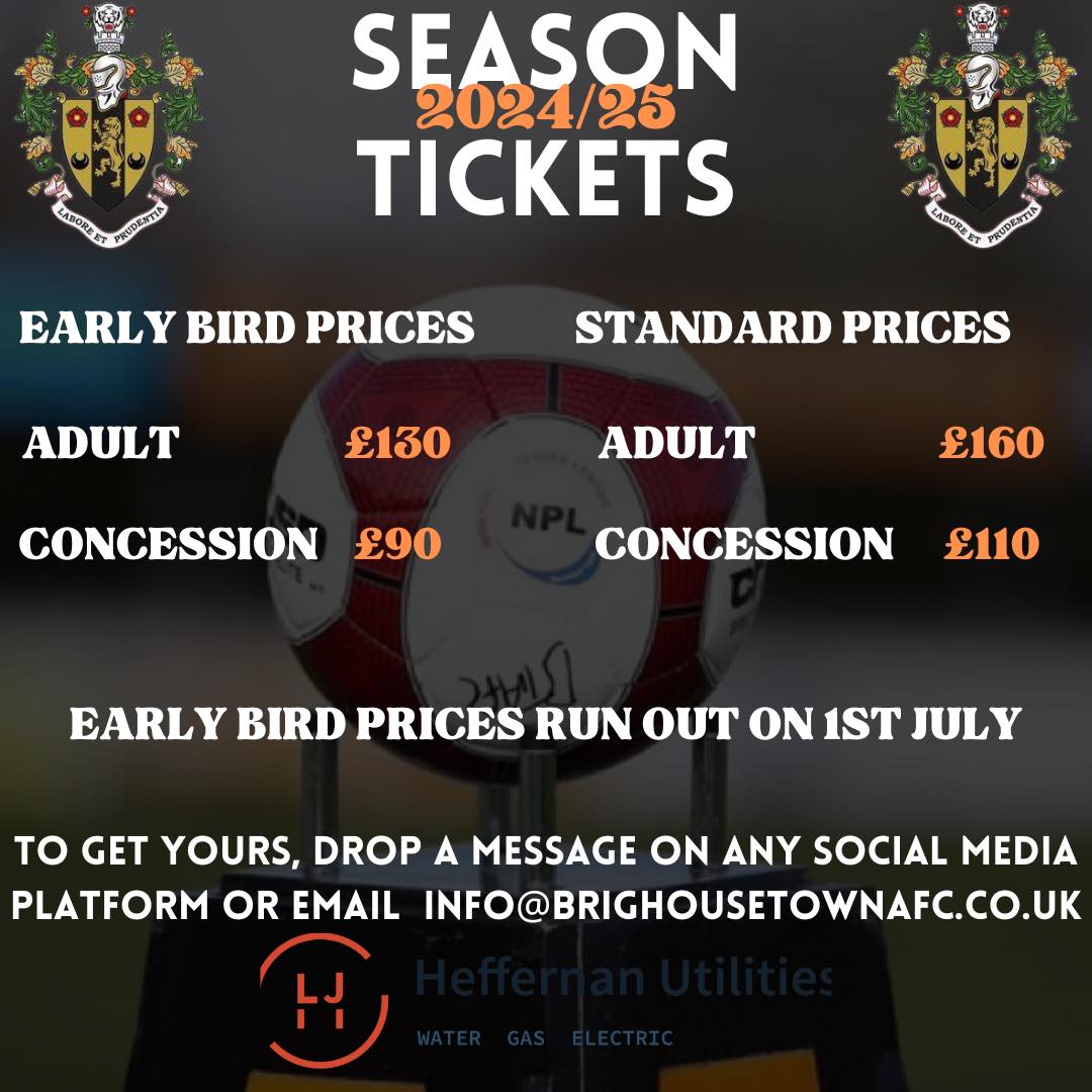 Brighouse Town 2024/25 Season Tickets On Sale Now - Brighouse Town AFC